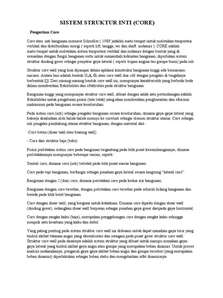 Sistem Struktur Inti (Core) pada Bangunan Tinggi | PDF