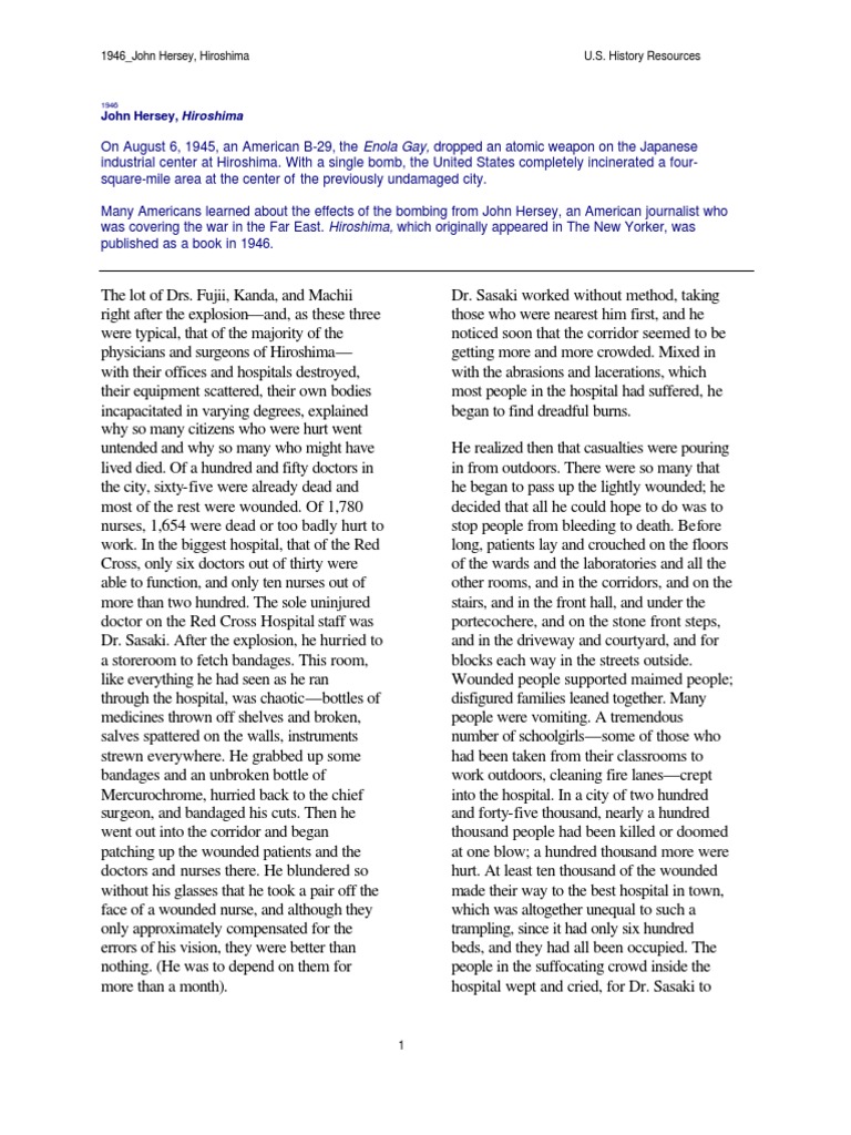 1946 - John Hersey, Hiroshima | PDF | Nature