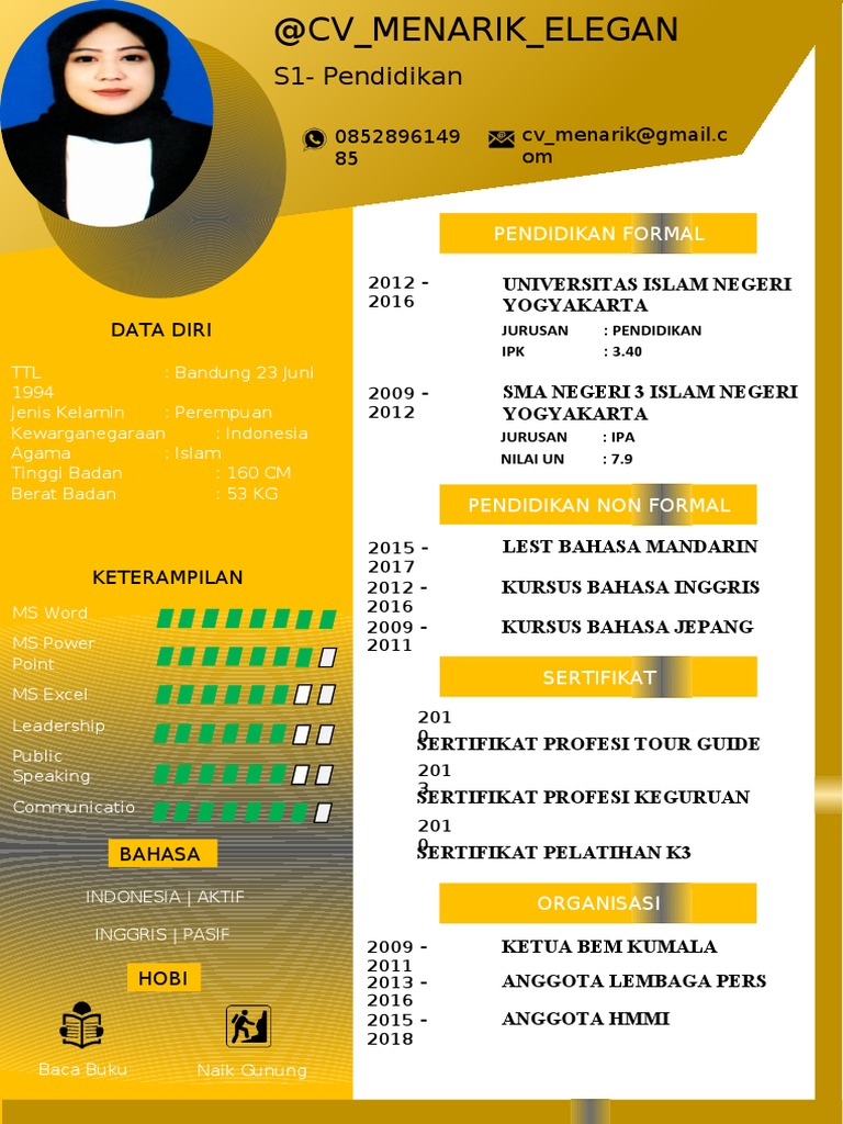 Contoh CV Menarik & Elegan 22 | PDF