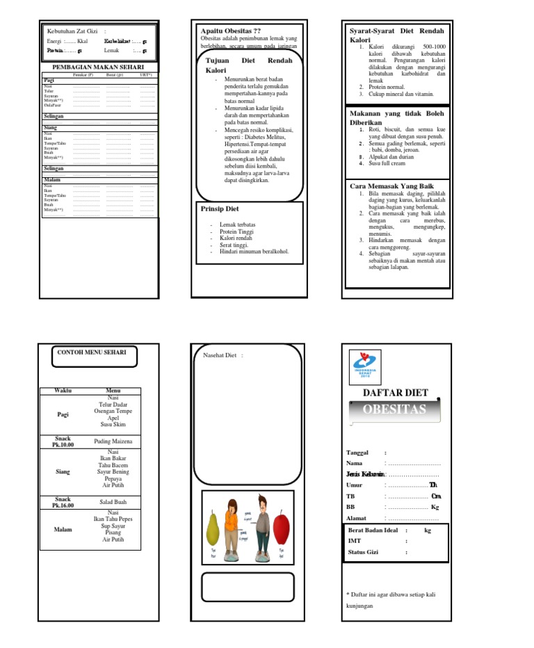 Menu Diet Sehari untuk Obesitas | PDF