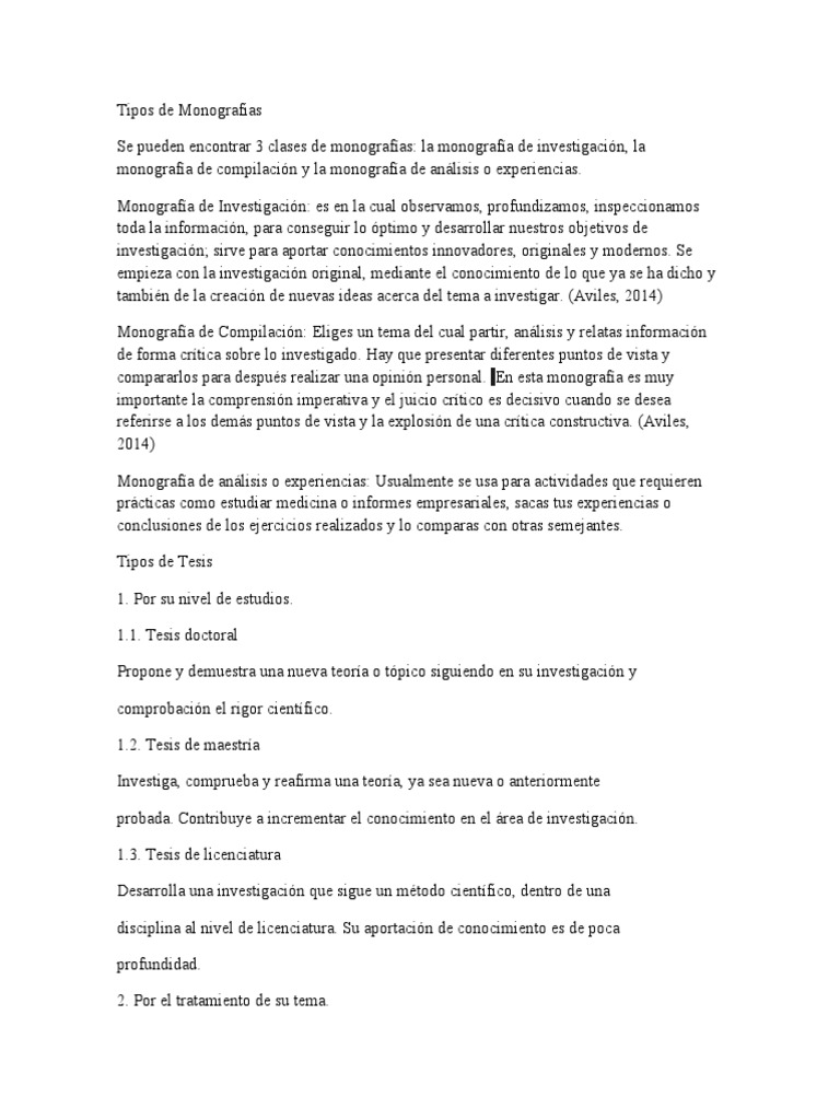 Tipos de Monografias y Tesis | PDF | Teoría | Método científico