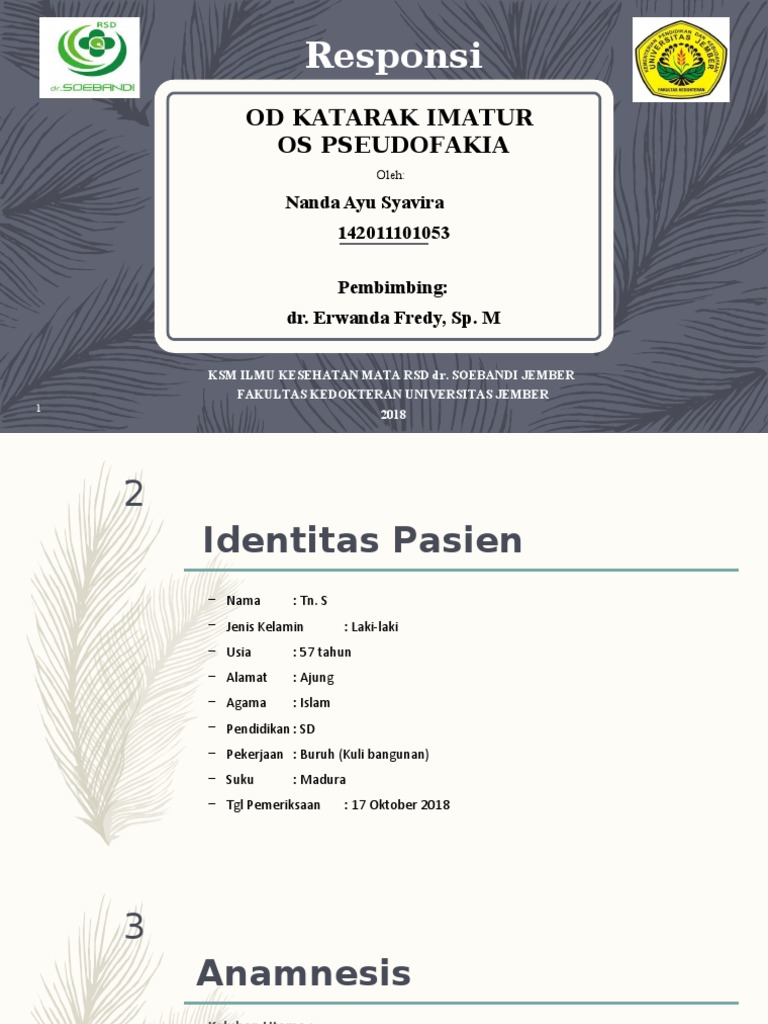 Responsi - OD Katarak Imatur OS Pseudofakia | PDF