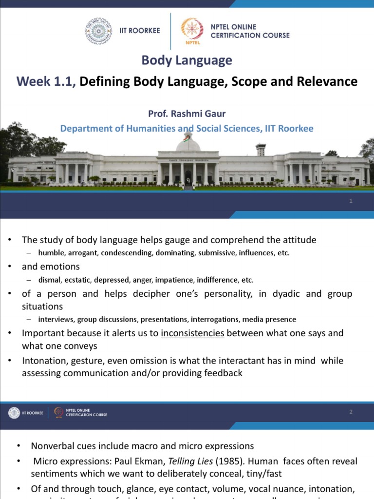 1.1 Body Language PDF | PDF | Nonverbal Communication | Body Language