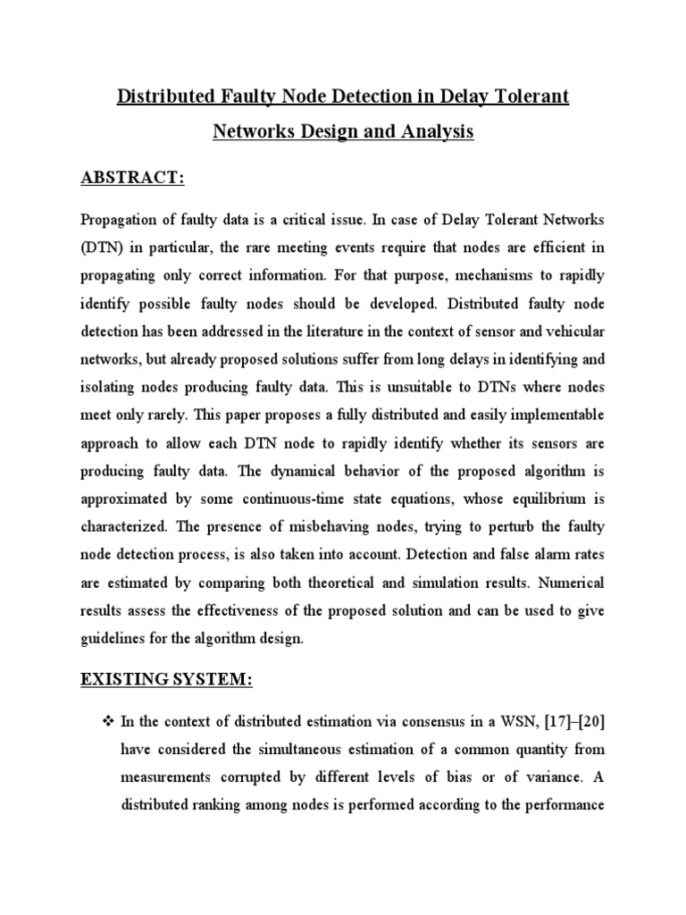 Distributed Faulty Node Detection In Dtns Pdf Wireless Sensor Network Areas Of Computer