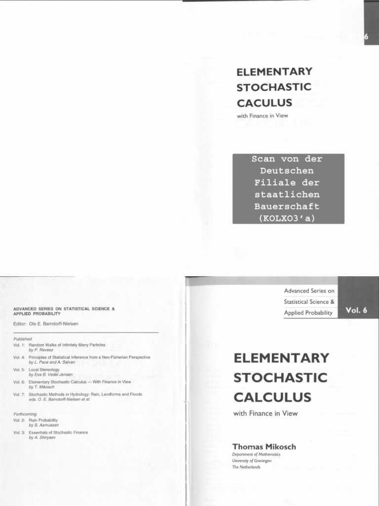 Elementary Stochastic Calculus With Finance in View PDF | PDF