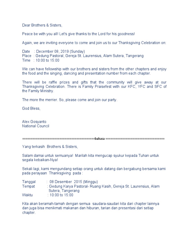 Undangan Thanksgiving-8Dec2019 - Draft | PDF