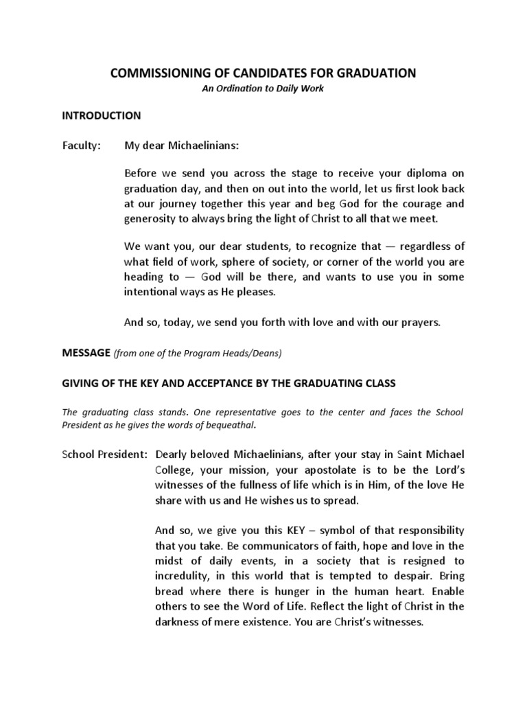 Commissioning of Graduates | PDF | Jesus | God