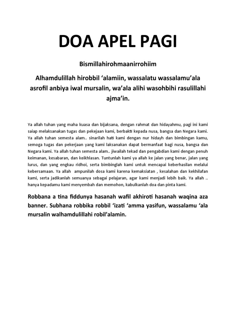 Doa Apel Pagi | PDF