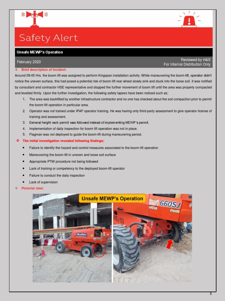 MEWP Safety Alert: Incident Analysis | PDF | Safety | Business