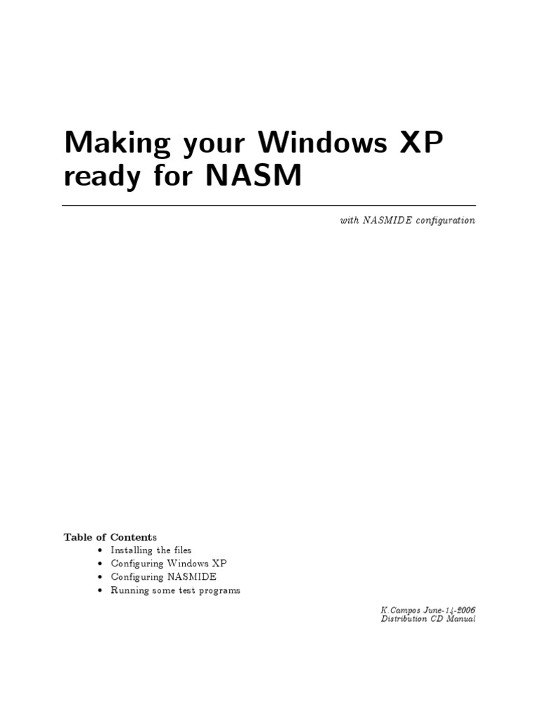 Making Your Windows XP Ready For NASM | PDF | Microsoft Windows ...