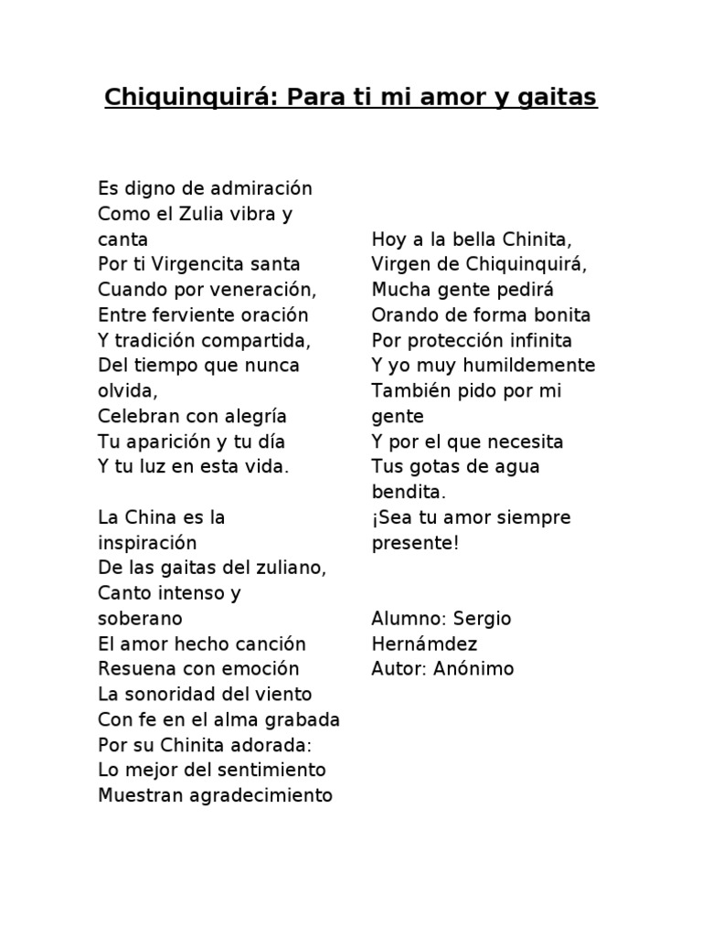 Poema A La Chinita | PDF