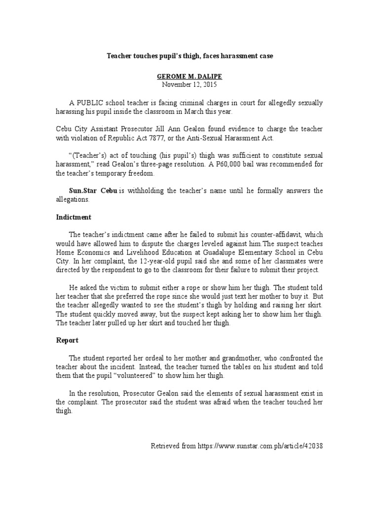 Cases About Harassment Against Teachers | PDF | Sexual Harassment ...
