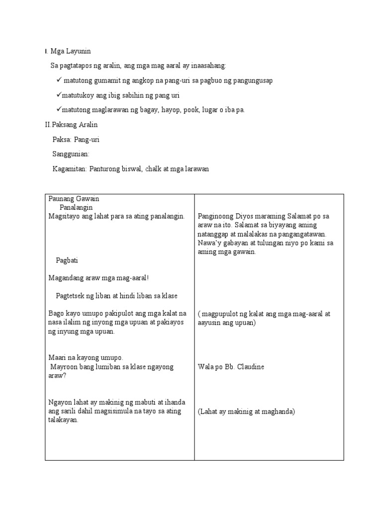 Lesson Plan Filipino | PDF