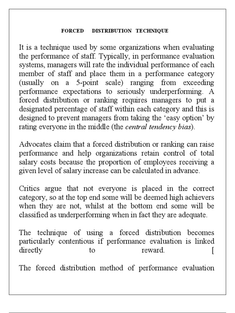 Forced Distribution | PDF | Performance Appraisal | Behavioural Sciences