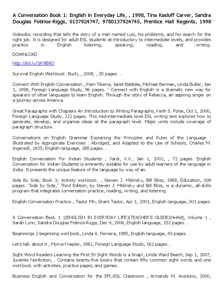 A Conversation Book 1 - English in Everyday Life,, 1998 PDF | PDF ...