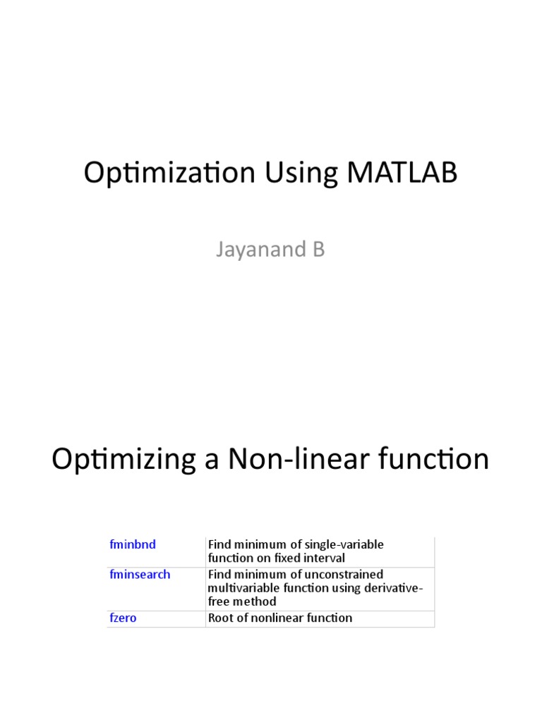 Optimization Using MATLAB | PDF | Mathematical Optimization ...