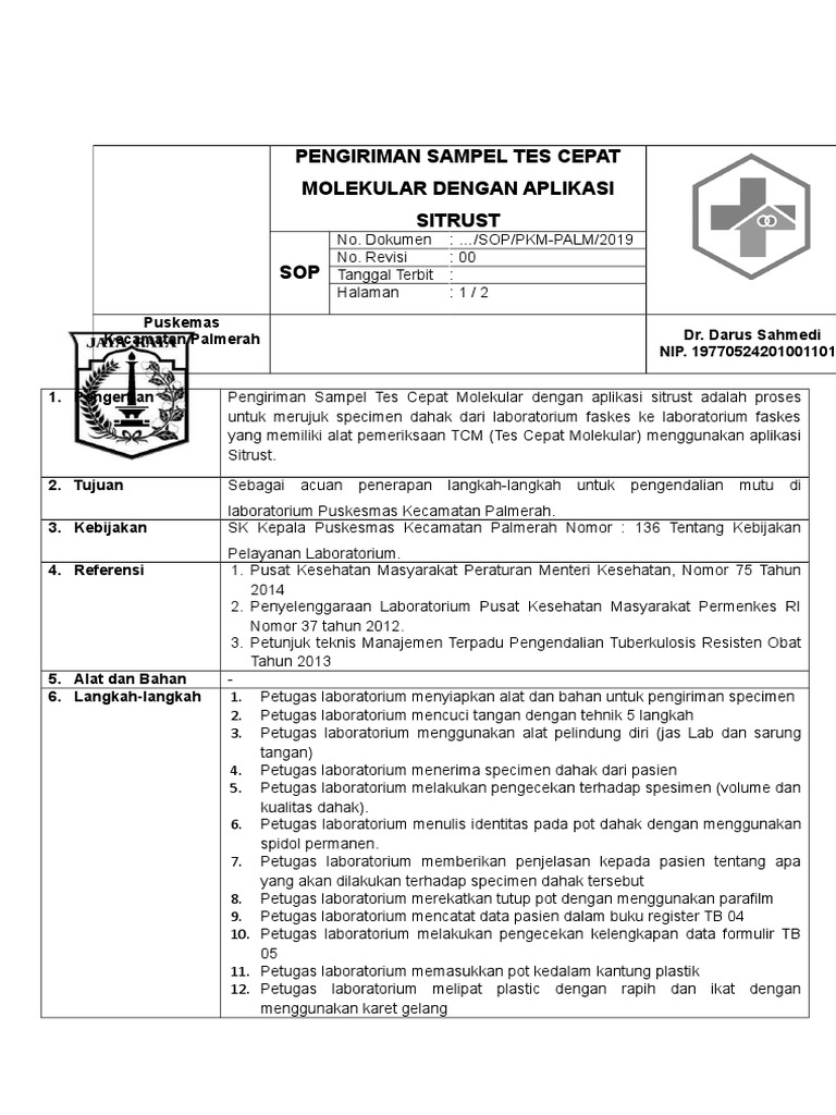 Sop Pemeriksaan TCM | PDF