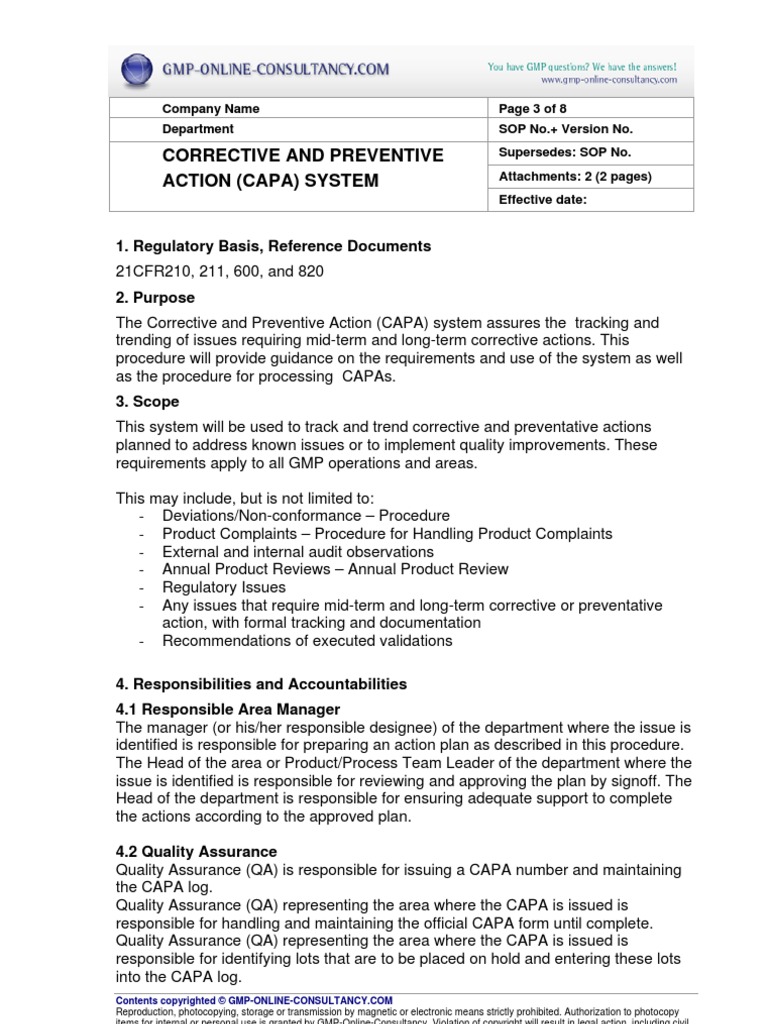 01 Corrective and Preventive Action CAPA V1 3 P3 | PDF | Justice ...