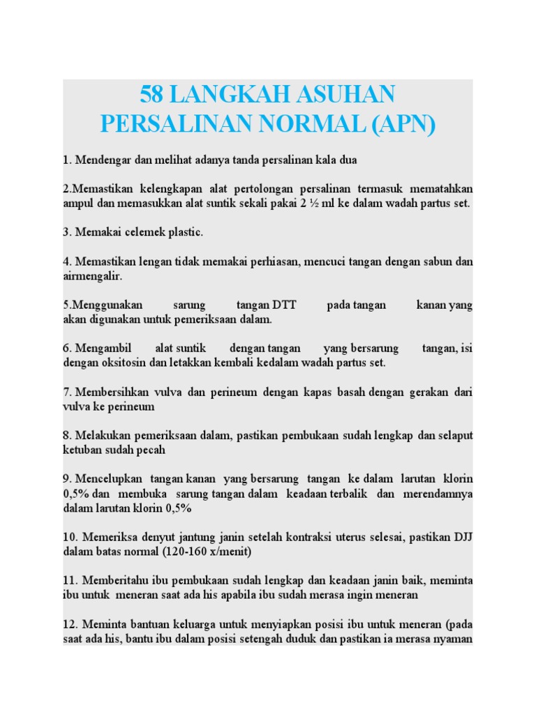 58 Langkah Asuhan Persalinan Normal | PDF