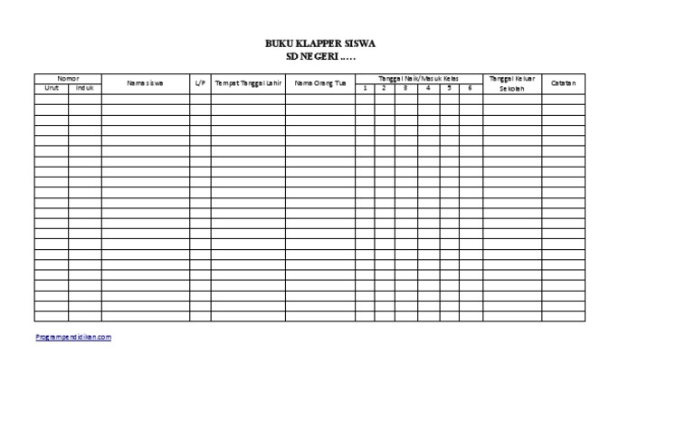 Buku Klapper Siswa SD | PDF