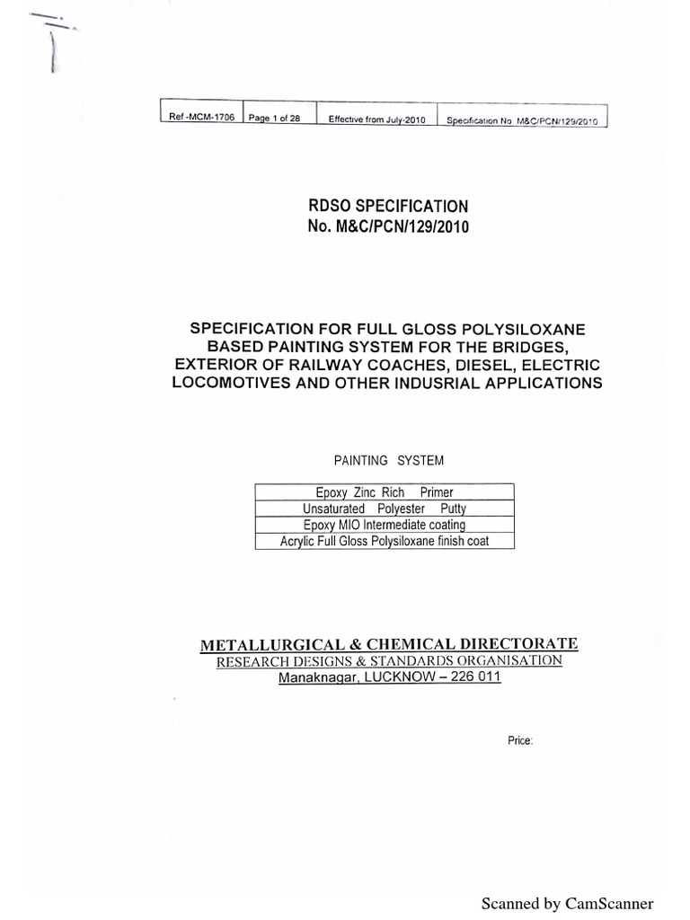 RDSO Specification No M&C PCN 129 2010 | PDF