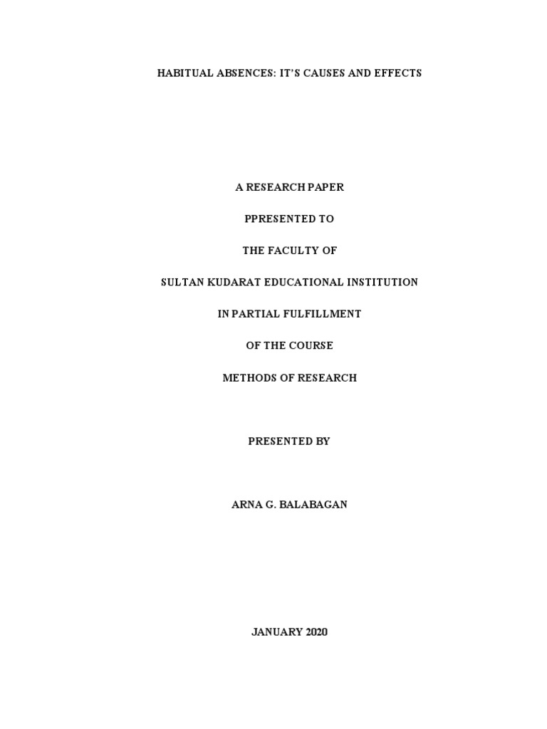 Causes and Effects of Habitual Absences | PDF | Questionnaire | Survey ...