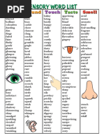 Sensory Word List | PDF | Taste | Brain