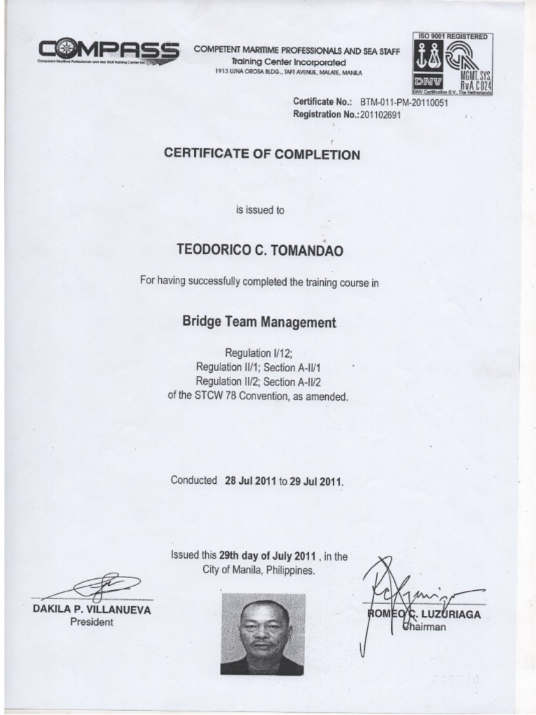 Certificate of Completion Compass | PDF