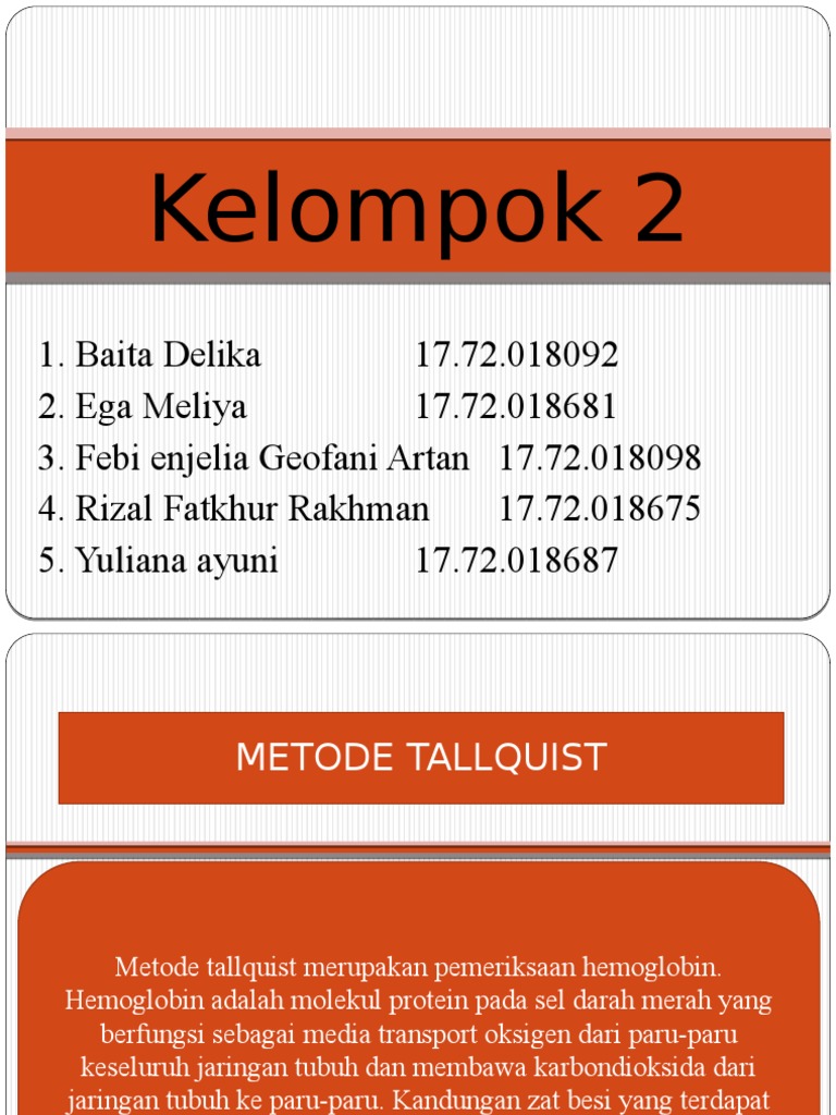 Kelompok 2 METODE TALLQUIST | PDF