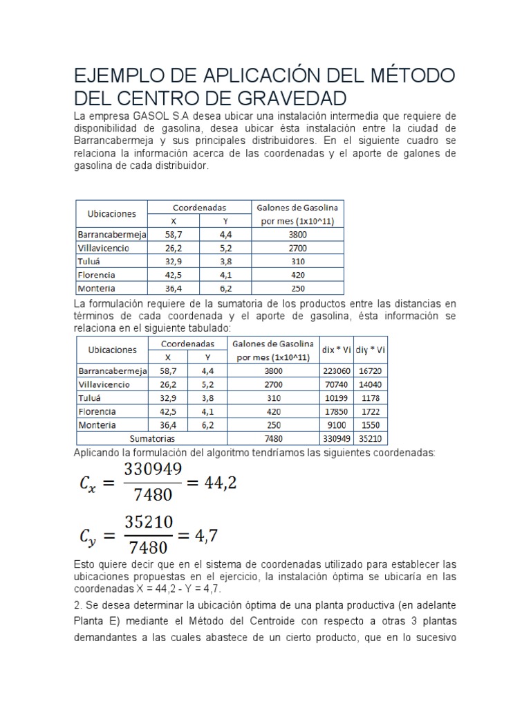 Ejemplo de Aplicación Del Método Del Centro de Gravedad | PDF