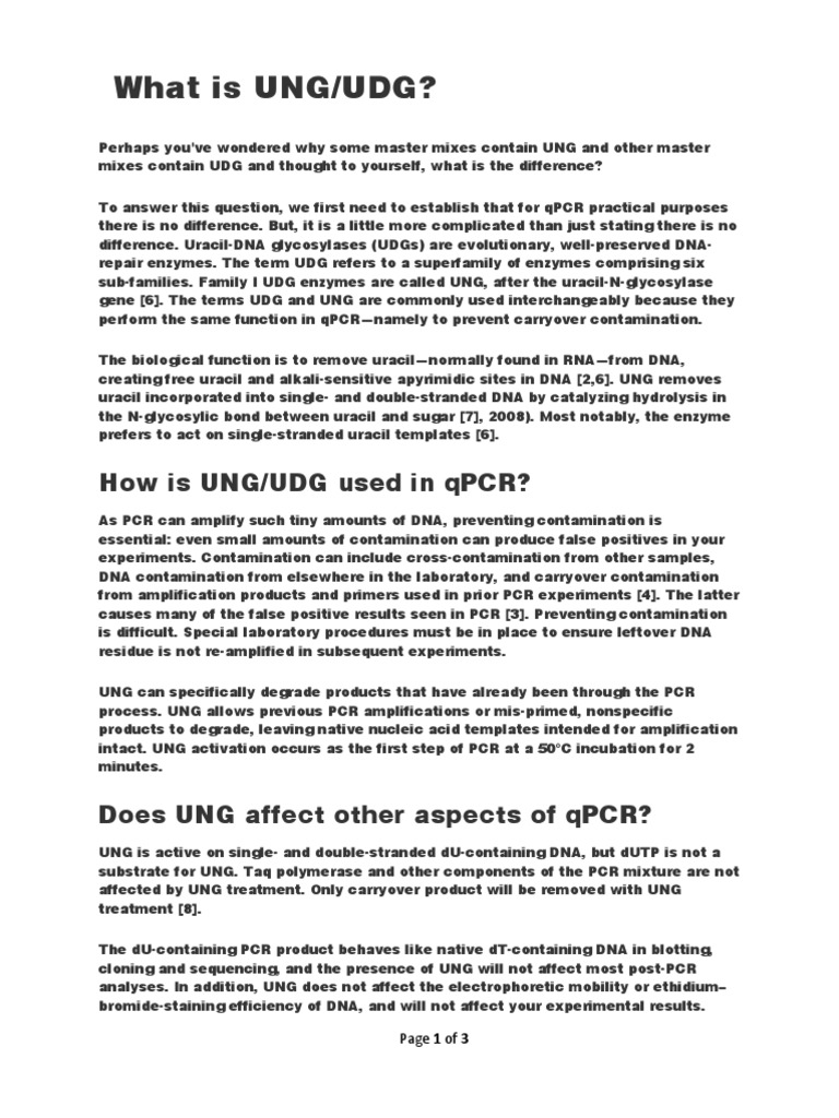 UNG Vs UDG | PDF | Polymerase Chain Reaction | Primer (Molecular Biology)