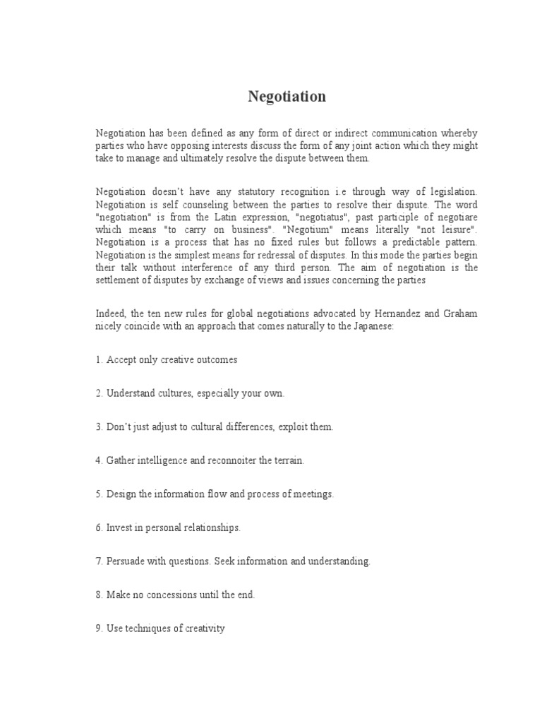 Negotiation ADR | PDF | Negotiation | Bargaining