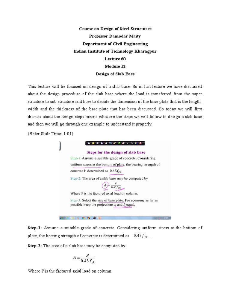 Base Plate Design | PDF | Column | Concrete