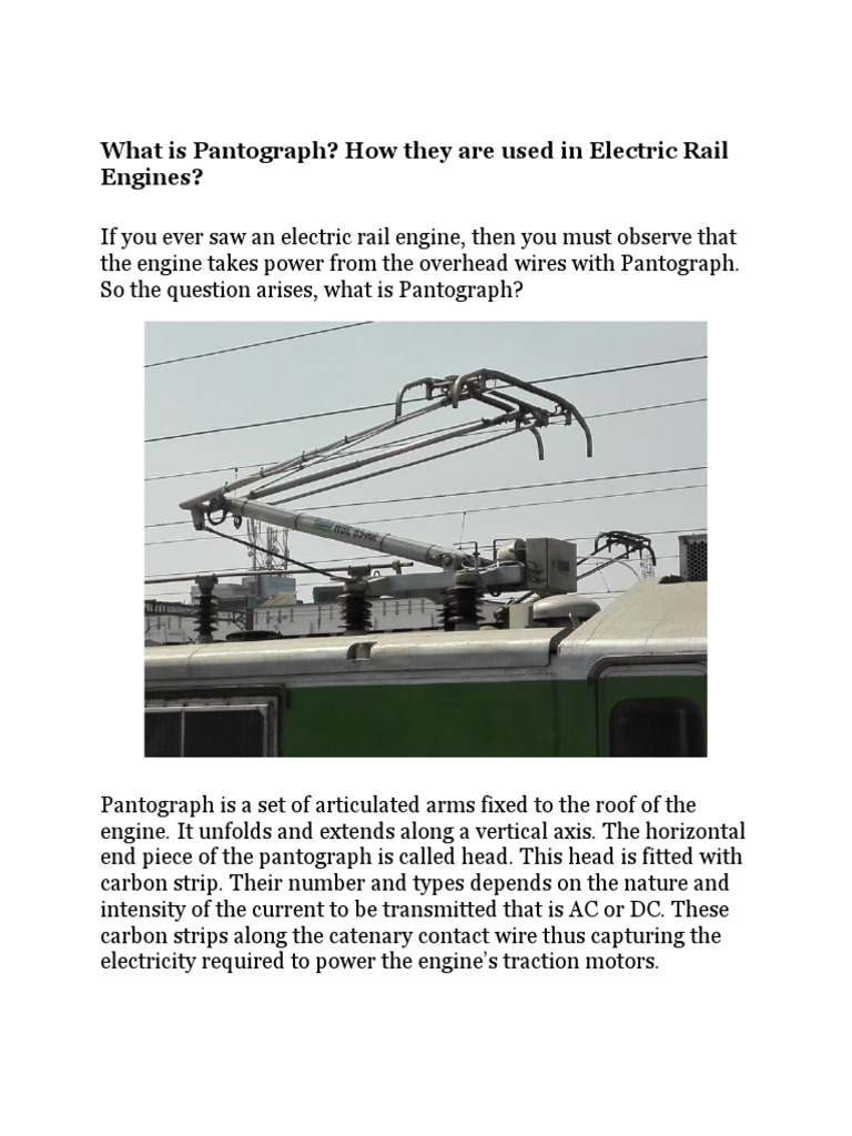 What Is Pantograph | PDF | Rail Infrastructure | Electric Rail Transport