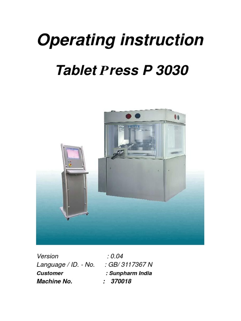 FETTE Compression Machine Double Rotary | PDF | Safety | Switch