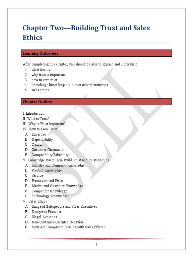 ChPter 1 and 2 | PDF | Sales | Credibility