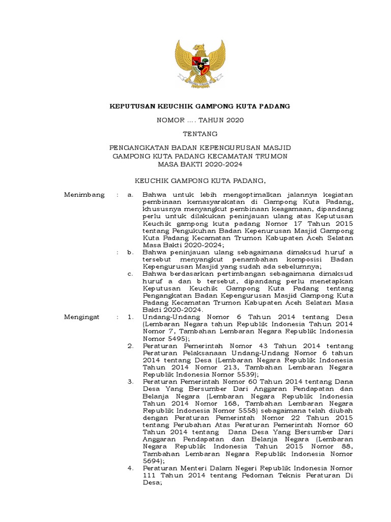 Format Baru SK Pengangkatan BKM | PDF
