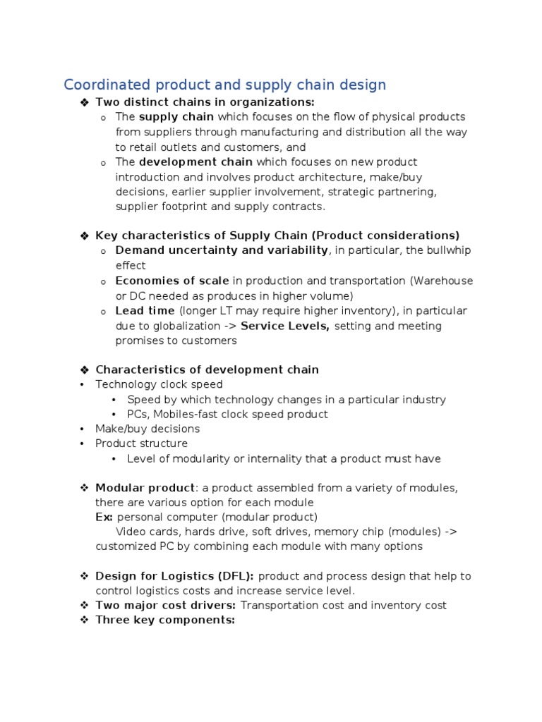 Coordinated Product and Supply Chain Design | Download Free PDF ...