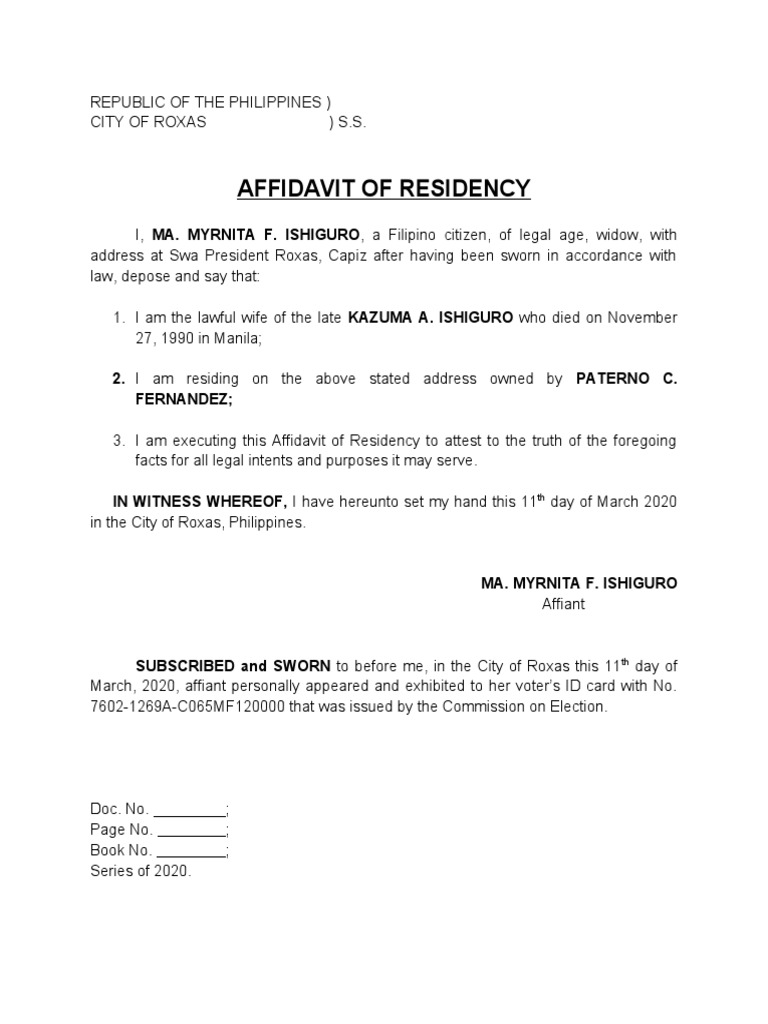 Affidavit of Residency | PDF