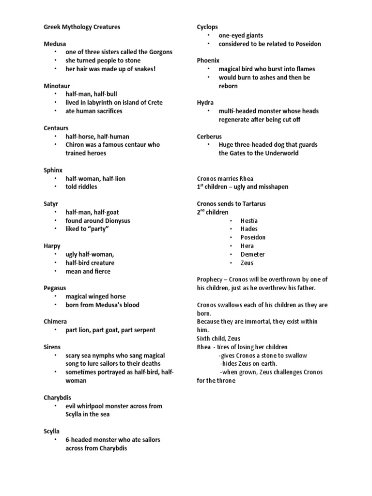 Greek Mythology Creatures | PDF | Eros | Zeus