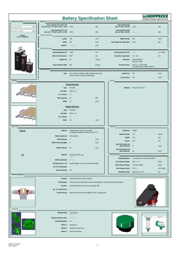 Battery Specification Sheet GRID POWER | PDF | Electricity ...