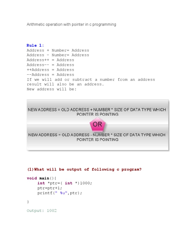 Arithmetic Operation With Pointer in C Programming | PDF | C ...