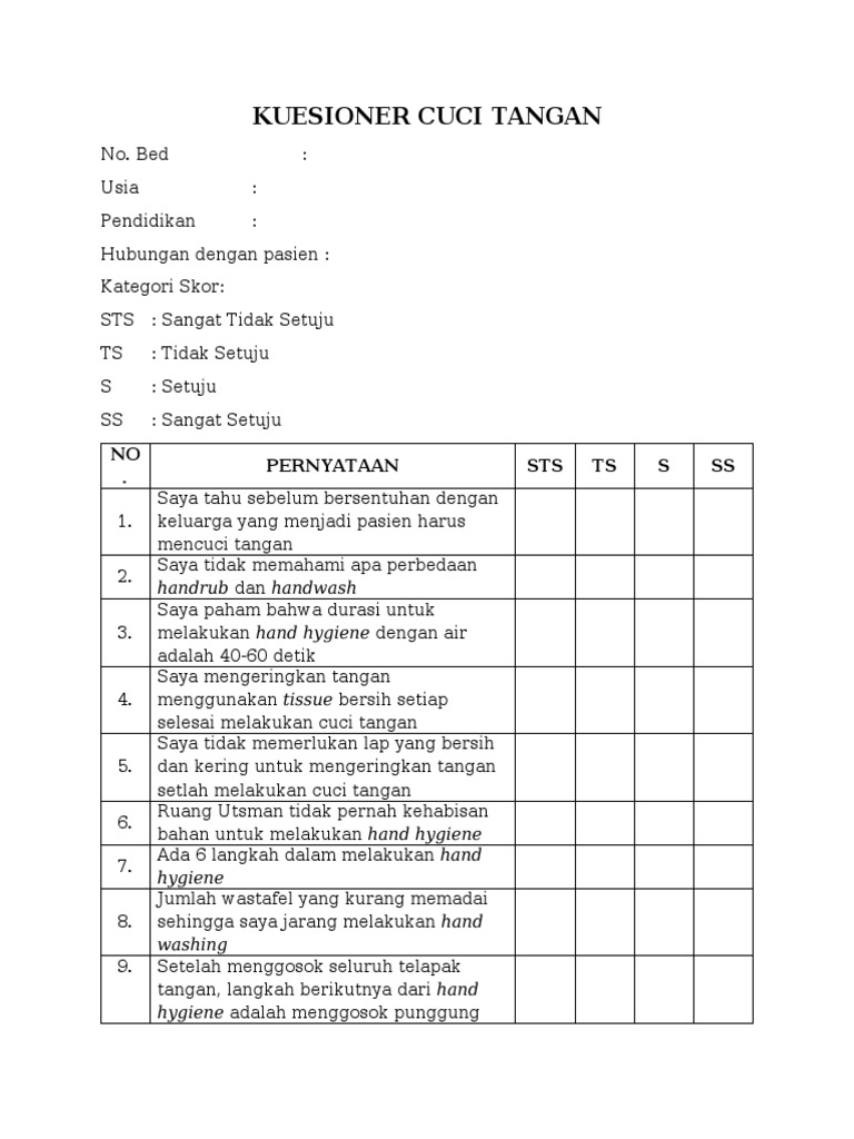 Kuesioner Cuci Tangan | PDF