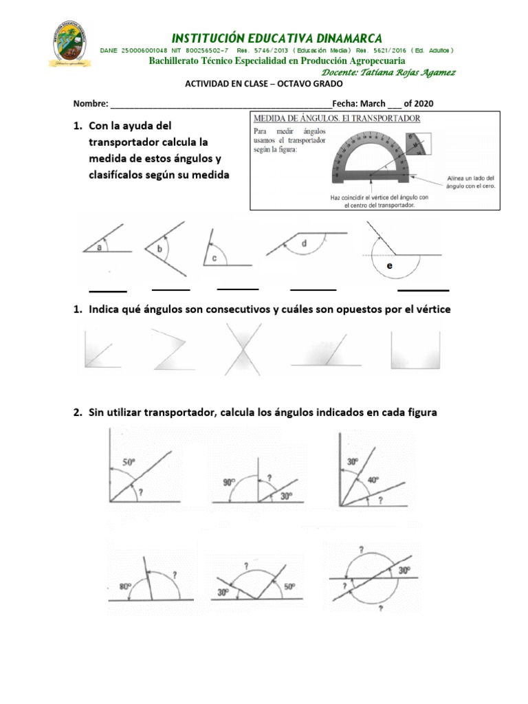 Actividad en Clase - Ángulos | PDF