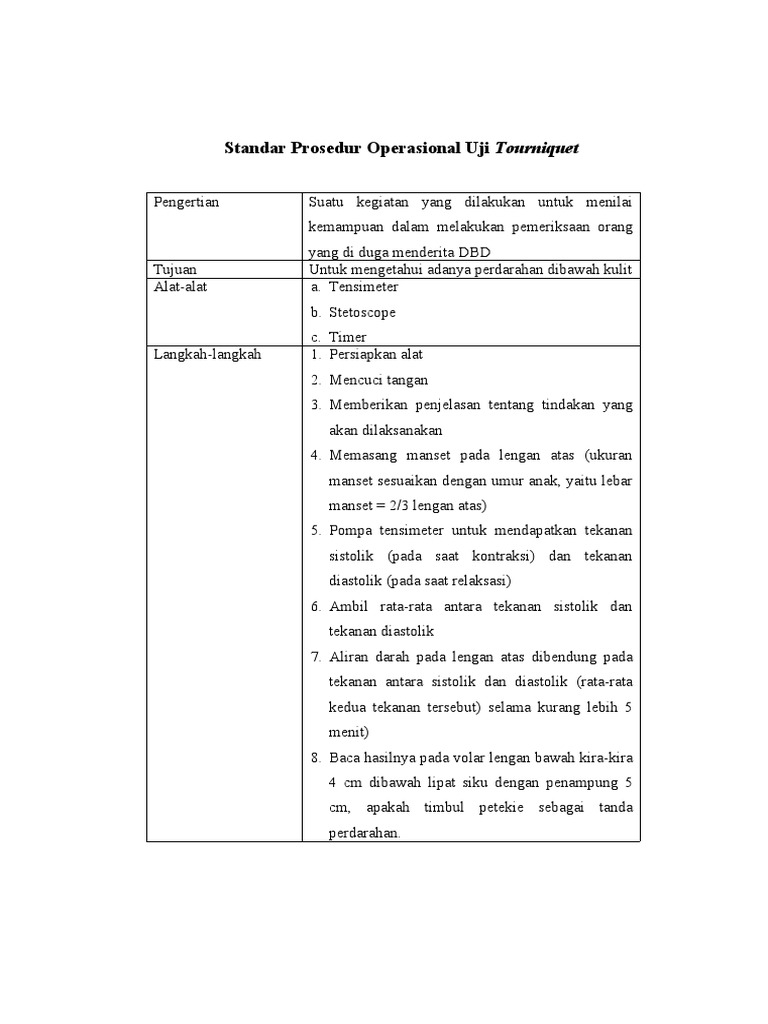 Prosedur Uji Tourniquet untuk DBD | PDF