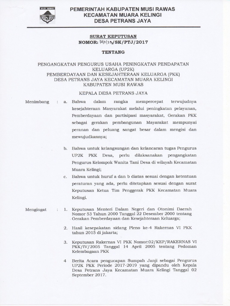 SK Pengurus UP2k PDF | PDF