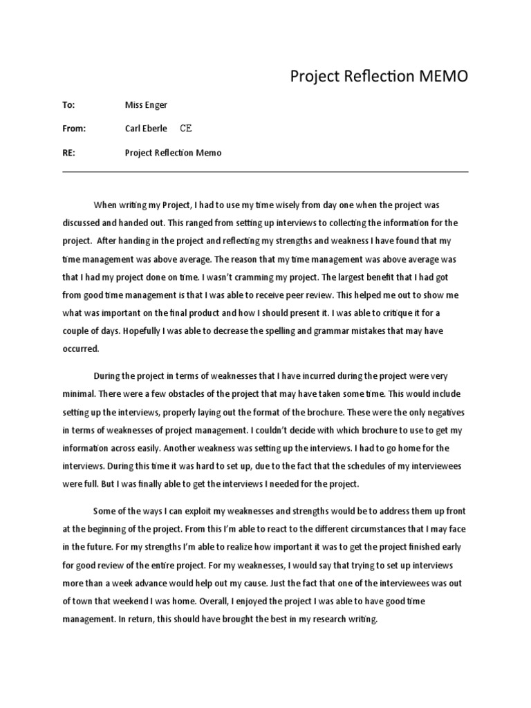 CE Project Reflection MEMO | PDF