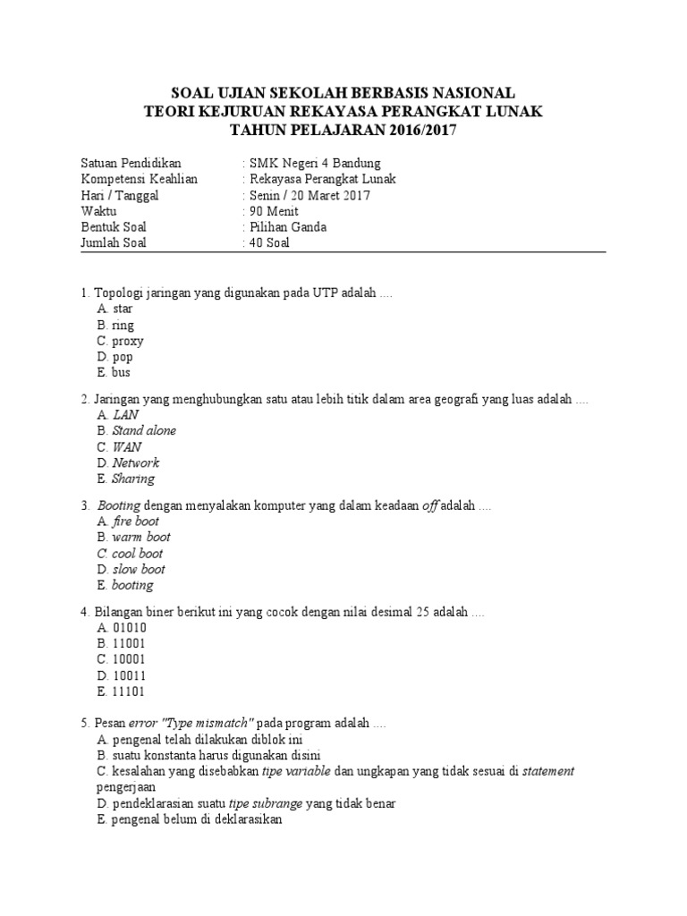 Soal Us - RPL | PDF | Metode & Bahan Ajar