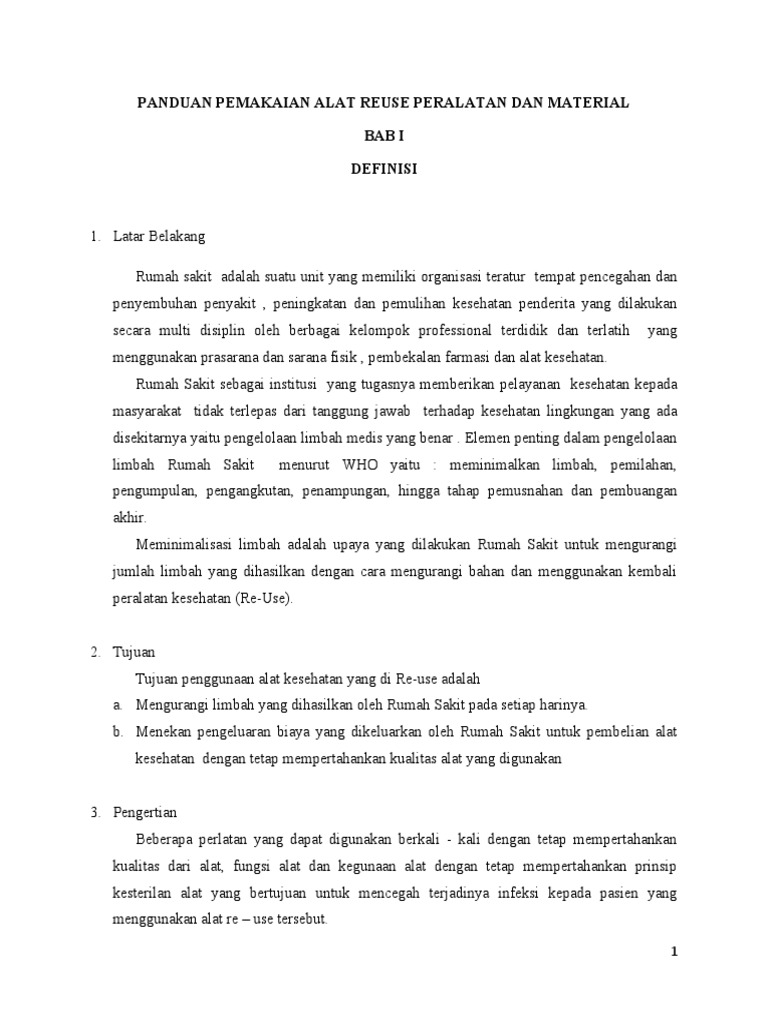 Panduan Pemakaian Alat Reuse Peralatan Dan Material | PDF
