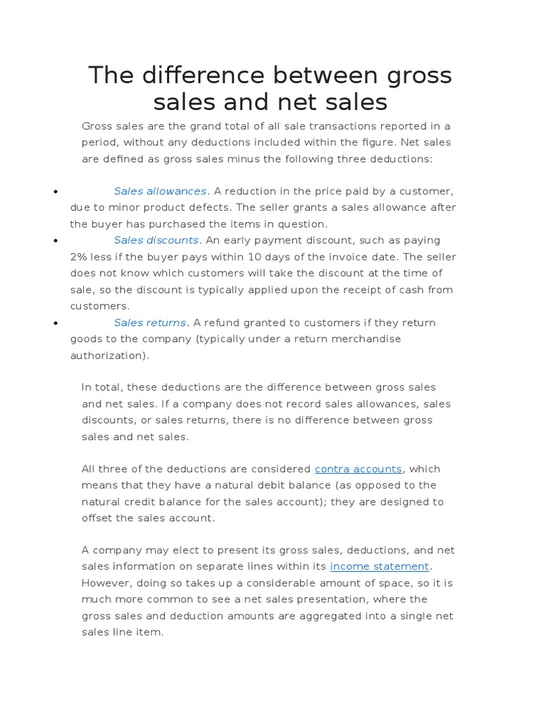 Sales and Net Sales | PDF | Sales (Accounting) | Discounts And Allowances